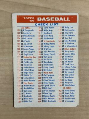 1956 TOPPS 2ND SERIES CHECKLIST EX MARKED | eBay