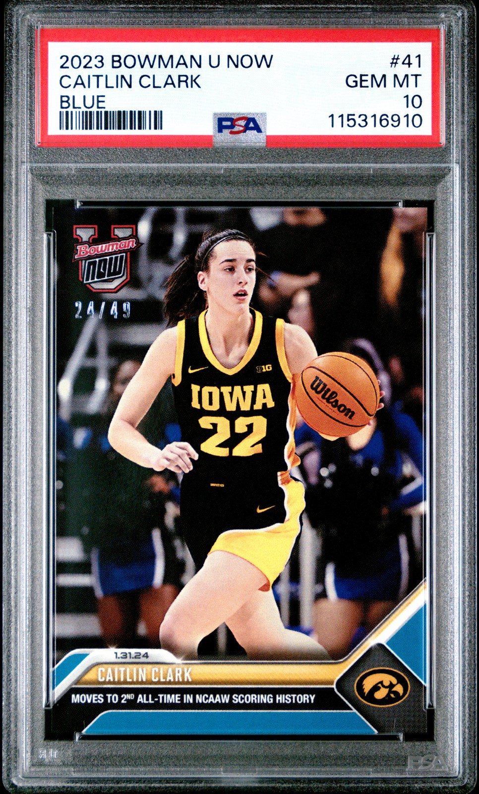 2023 BOWMAN U NOW BLUE #41 CAITLIN CLARK 24/49 PSA 10 | eBay