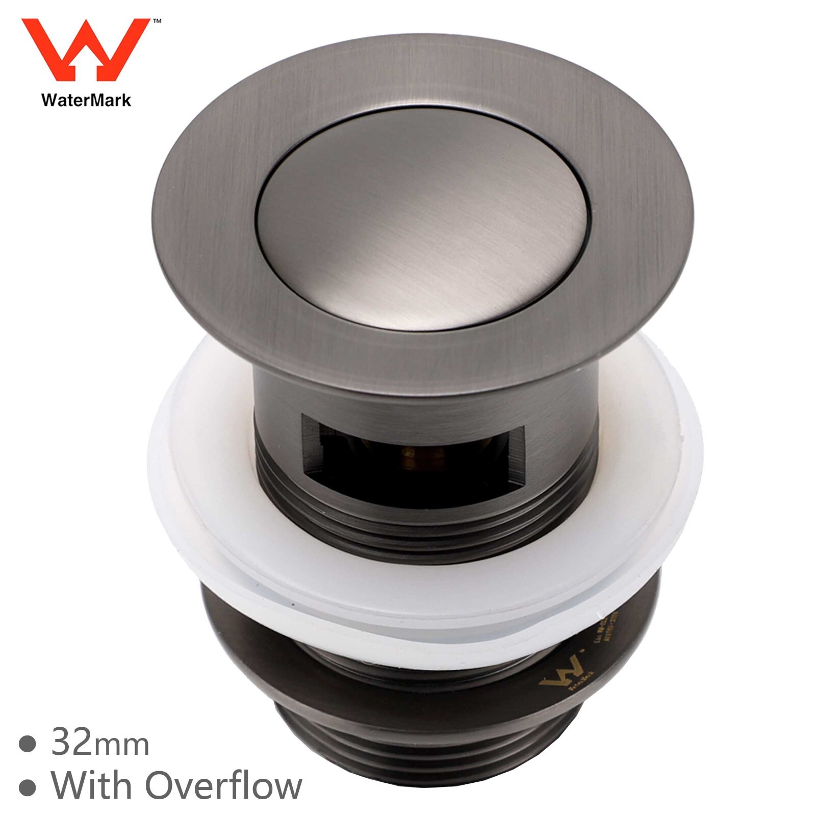 WaterMark 32mm Pop Up Overflow Waste Basin Vanity Sink Push Plug Drain ...
