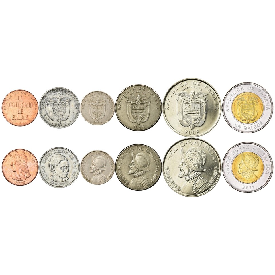 Panamanian 4 Coin Set 1 5 Centesimos 1/10 1/4 Balboa | Panama | 1996 ...