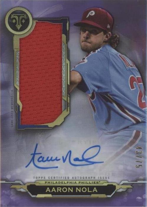 2019 Topps Triple Threads - Autograph Single Jumbo Relics Aaron Nola # ...