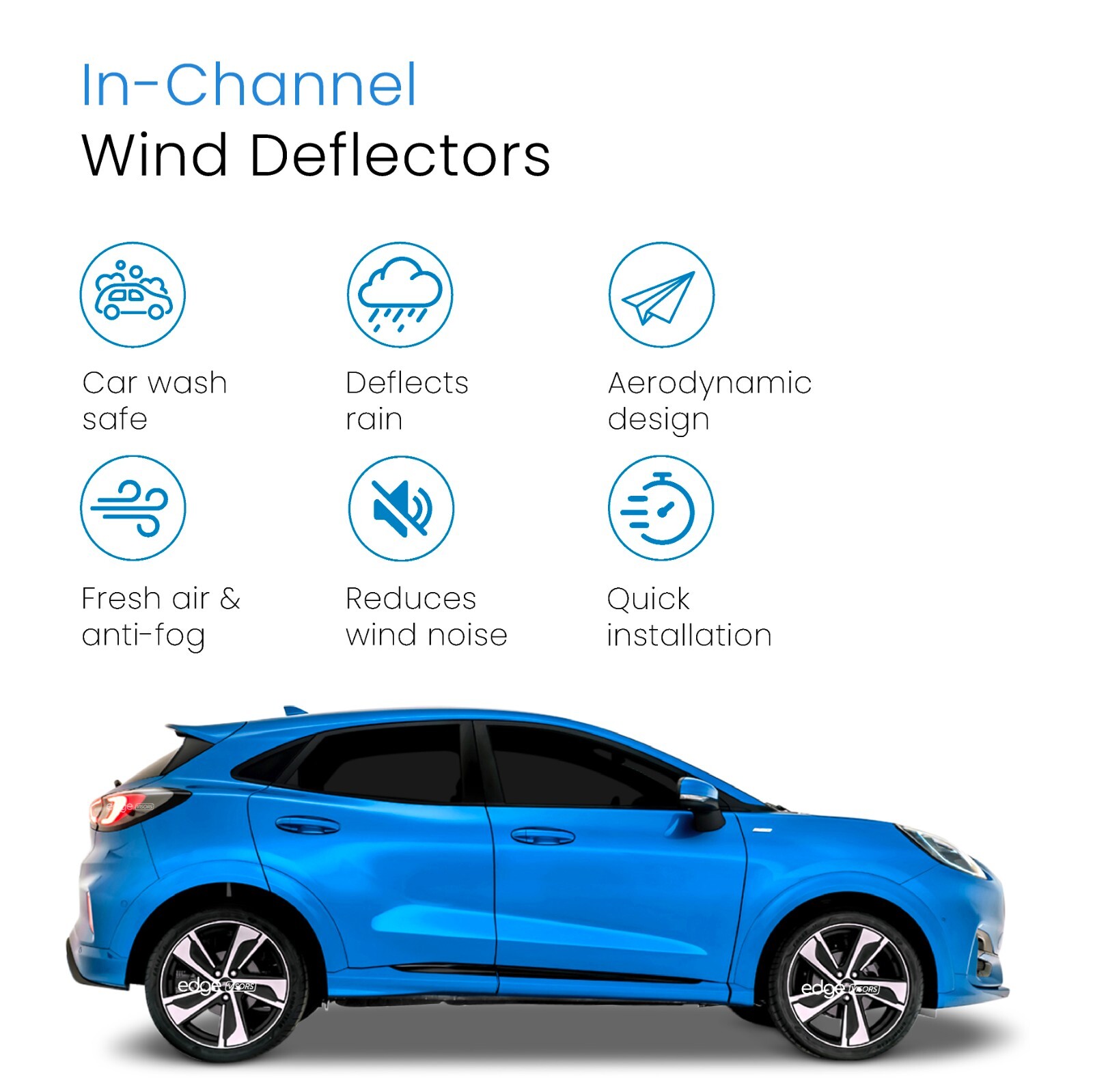 Ford Puma 2019-onwards 5 Door SUV Wind Deflectors 4pc Edgevisors Tinted ...