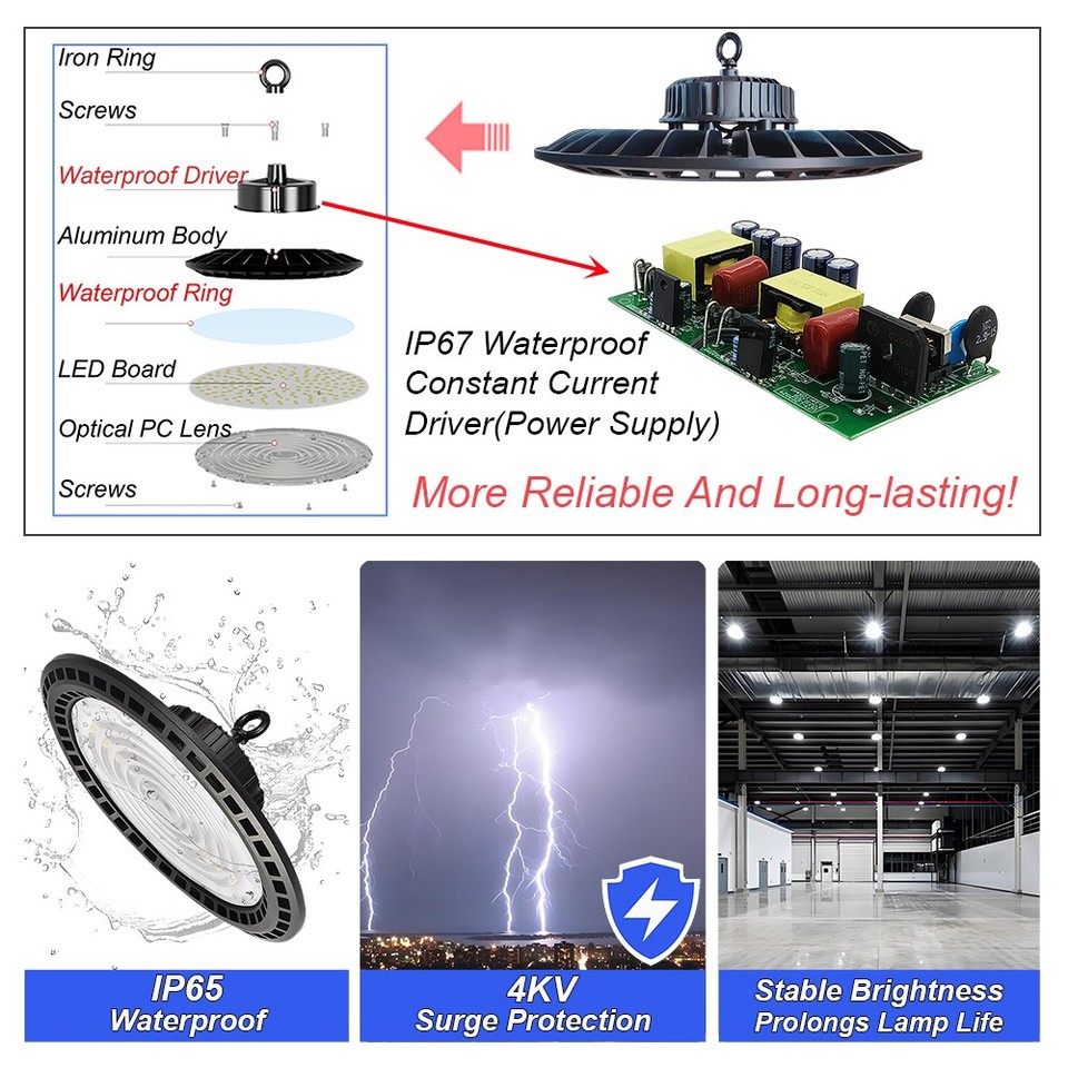 300W High Bay Led Shop Lighting 10 Pack Industrial Commercial Basement ...