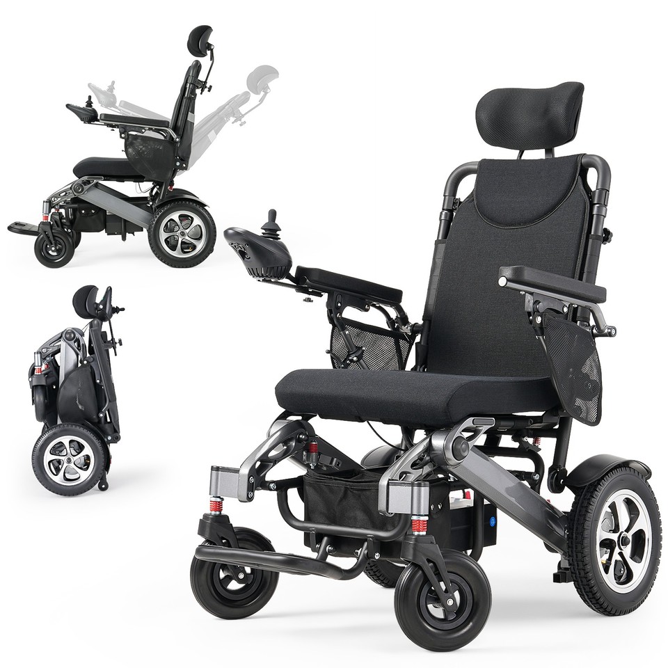 Foldable Reclining Electric Wheelchair 4 Wheels Scooter Wheelchair Aid ...