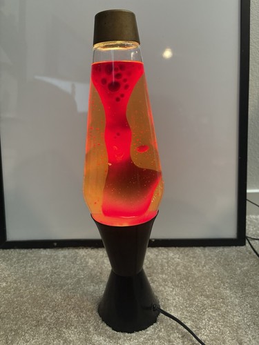 Original Vintage Lava Lite Lamp 1970s Red Lava & Gold Cap, Black Base ...