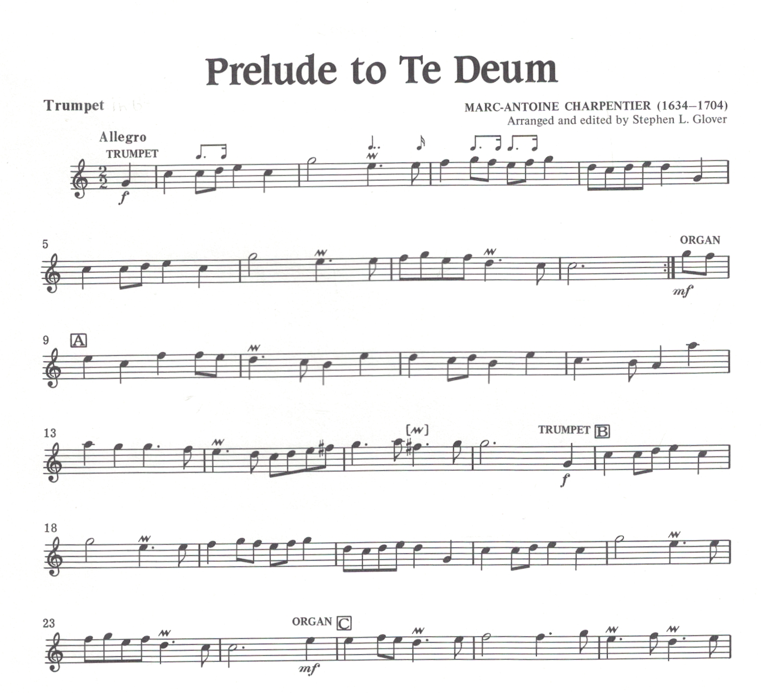 PRELUDE TO TE DEUM - Trumpet-Organ-Timpani - Charpentier / Glover - Brass Press | eBay