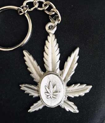 Pewter MARIJUANA Cannibus Weed Pot Leaf Silver Metal Keychain L | eBay
