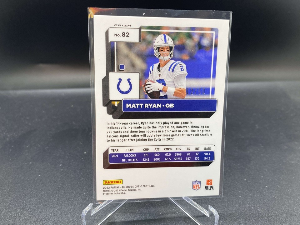 Matt Ryan 2022 Donruss Optic Purple Prizm #82 /50 Colts | eBay
