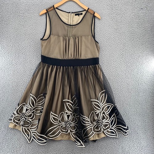 Ryu Anthropologie Dress Womens Large Black Mesh Lace Overlay Fit ...