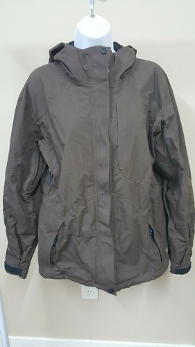 MOUNTAIN HARDWEAR Brown Conduit Rain Shell Jacket Coat Hooded WOMENS L ...