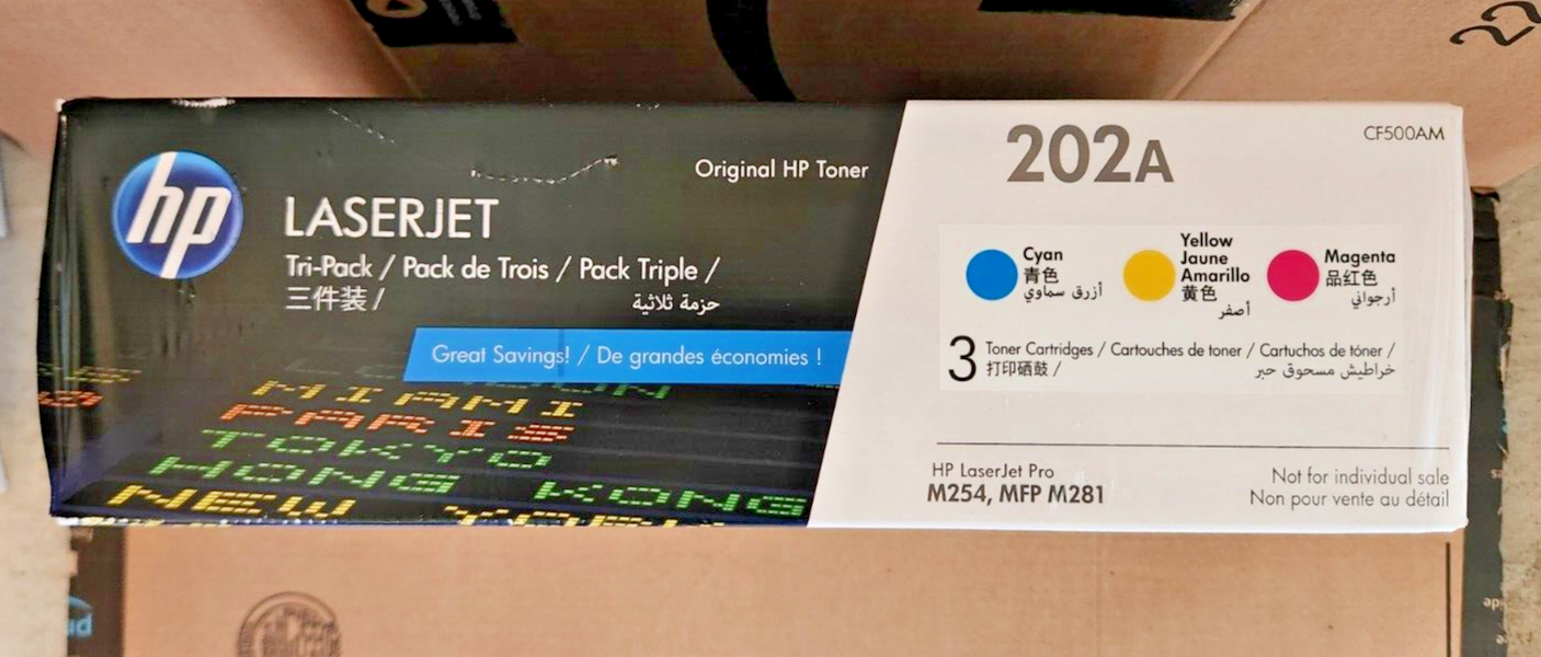 HP 202A Cyan/Magenta/Yellow Toner Cartridge - CF500AM for sale online ...