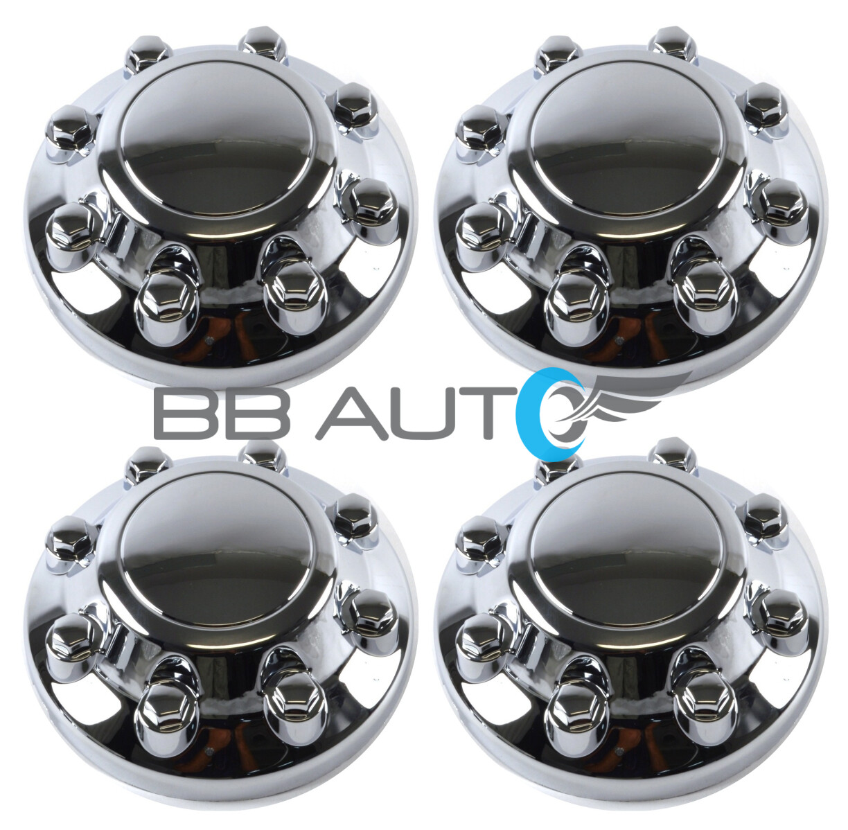 NEW 8 LUG 18" CHROME WHEEL CENTER CAPS SET FOR 2014-2018 DODGE RAM 2500 ...