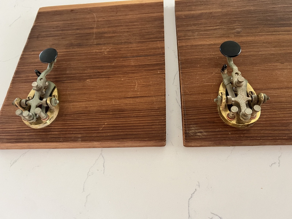 Vintage Morse Code Telegraph Keys Wall Art Set of Two Mounted on Wood ...