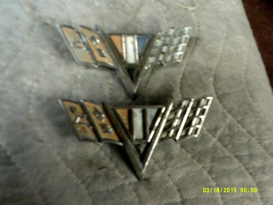 1964-67 chevy impala V flag front fender emblems pair | eBay