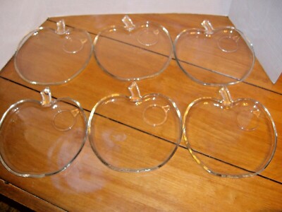 VINTAGE SET OF 6 Clear Glass APPLE SHAPE PLATES ~ DESSERT/SNACK ...