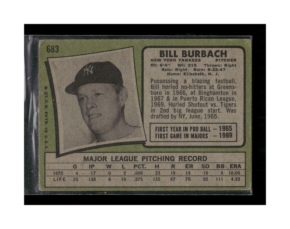 1971 Topps High # Bill Burbach #683 | eBay