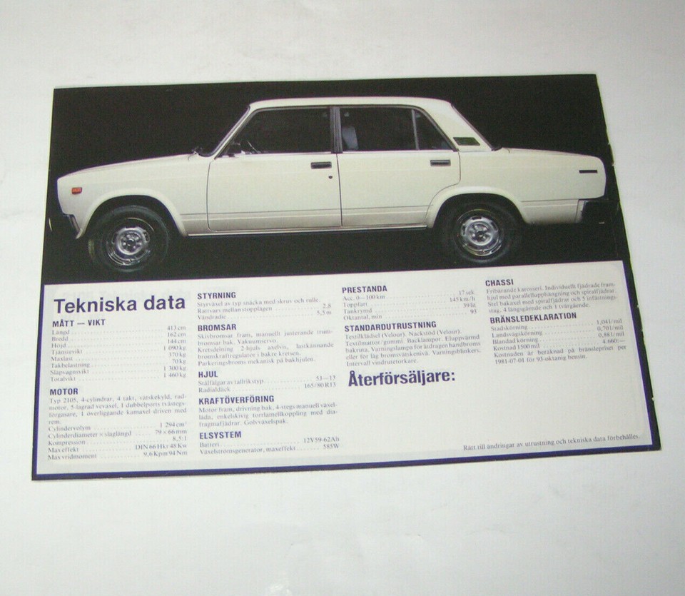 Prospekt / Broschüre Lada 1300 - VAZ 2105 | eBay