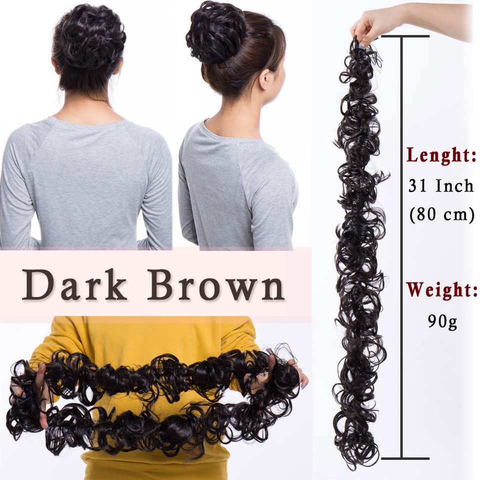 Scrunchie Updo Wrap Curly Messy Bun Hair Piece Hair Extensions Real as ...