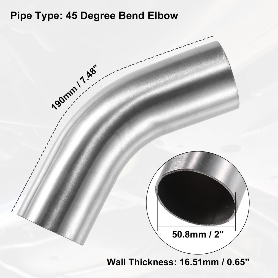 SINGLE OD 2 Inch 45 Degree Mandrel Bend Bend Tube Exhaust Elbow Pipe ...