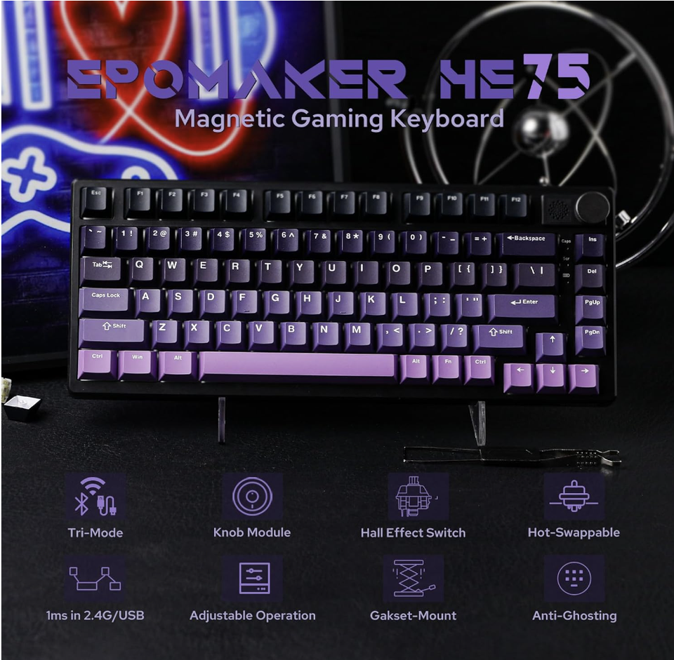 EPOMAKER HE75 Mag Wireless Keyboard with Magnetic Hall Effect Switches ...