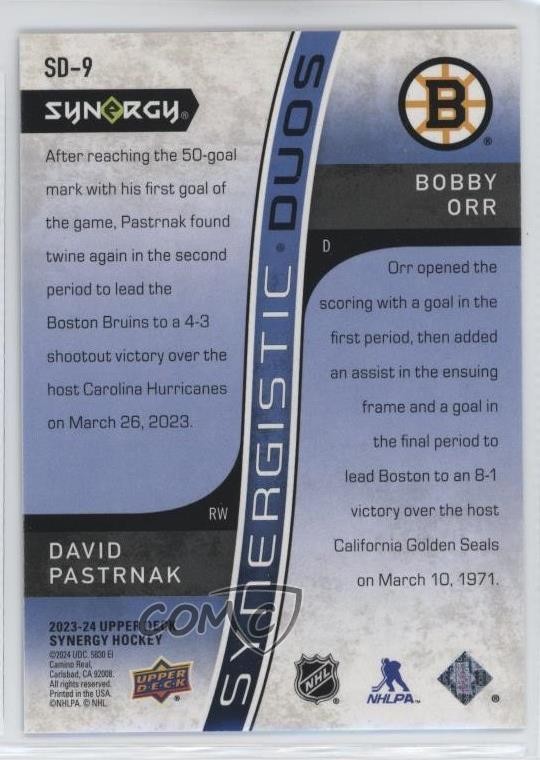 2023 Synergy Synergistic Duos Star-Legend Red David Pastrnak Bobby Orr ...