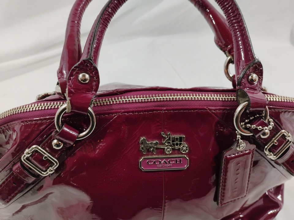 Coach Crimson Madison Patent Sophia Satchel Bag | eBay