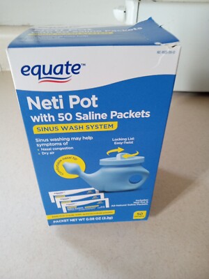 Equate Neti Pot with 50 Saline Packets Nasal Wash System Sinus ...