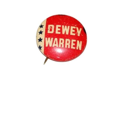 1948 THOMAS E. DEWEY EARL WARREN campaign political president pin ...
