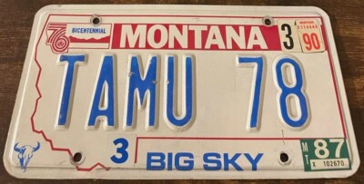 TAMU 78 Vanity License Plate A&M University 1978 Gig Em Aggies College ...