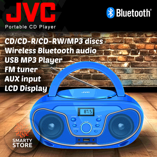 JVC Portable Bluetooth CD Player Boombox/USB/MP3/FM Radio/LCD Display ...