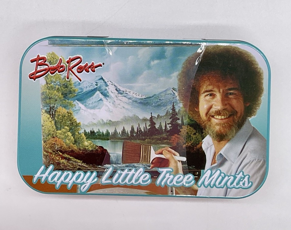 Bob Ross Happy Little Tree Mints in Collectible Tin 3 oz. 3 3/4"x2 1/2 ...