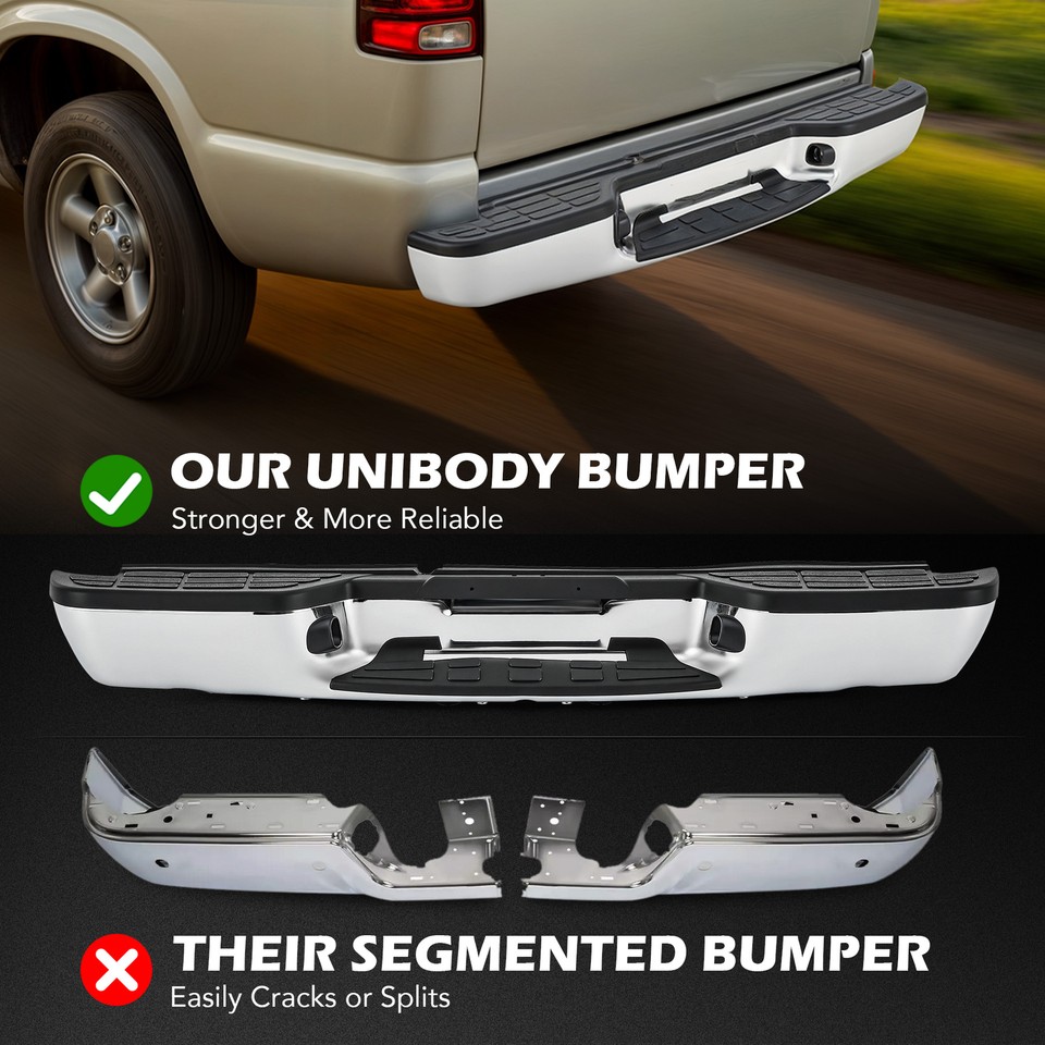 Chrome Rear Step Bumper for 1998-2004 Chevy S10 GMC Sonoma Fleetside ...