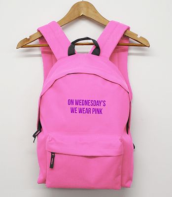 ON WEDNESDAYS WE WEAR PINK BACKPACK BAG SCHOOL COLLEGE MEAN QUOTE GIRLS ...