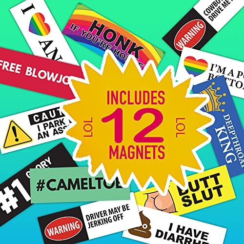 Funny Prank Magnet Bumper Sticker 12-Pack- Magnetic Bumper Decal Bumper ...
