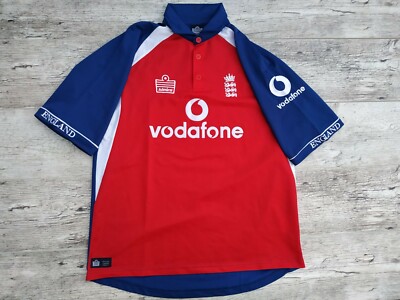 Men's Vintage England Cricket Admiral Vodafone Polo Shirt Size L in Red ...