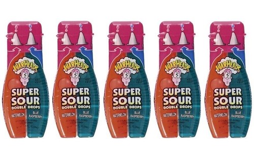 5x Warheads Super Sour Double Drops Watermelon/Blue Raspberry Liquid ...
