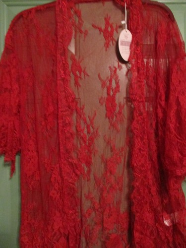 Women's Red Lace Robe night gown | eBay