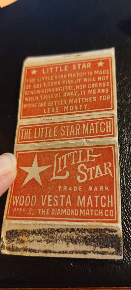 Antique VTG Matchbox Holder Little Star Wood Vesta Match Diamond Match ...