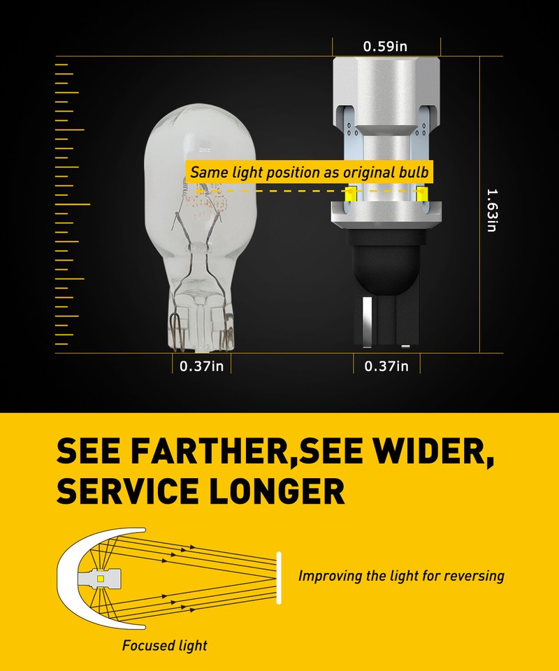 Bright White Canbus Error T15 921 912 W16W LED Reverse Up Back Light ...