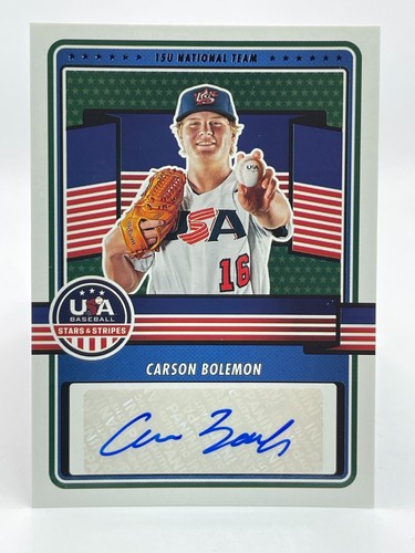 2023 USA Stars & Stripes CARSON BOLEMON Auto BLUE FOIL AUTOGRAPH Free ...