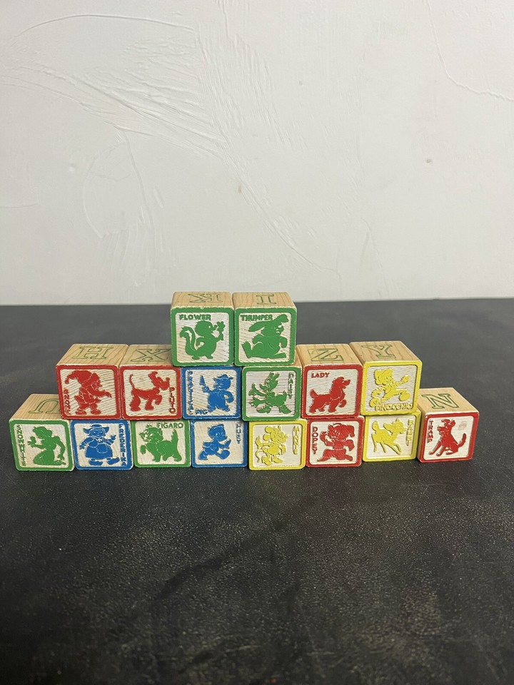 Vintage 1974 Playskool "NUMBER WOOD BLOCKS" - complete with 16 original ...
