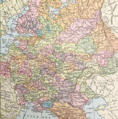 Russia In Europe Map Lithograph 1909 Hammond Art Print Austria Hungary ...