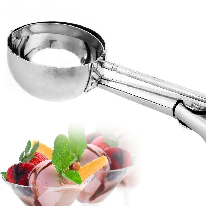 3PCS Ice Cream Scoop, Danibos Stainless Steel With Trigger Cookie ...