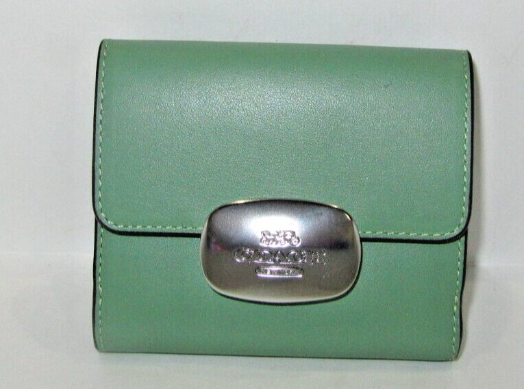 Coach Eliza Small Wallet Soft Green Smooth Leather color leather NWT ...