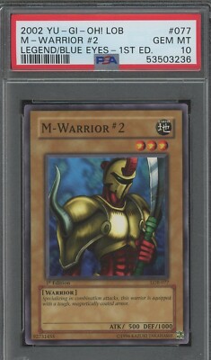 Yugioh 1st Edition M Warrior #2 LOB-077 PSA 10 GEM MINT Blue Eyes White ...