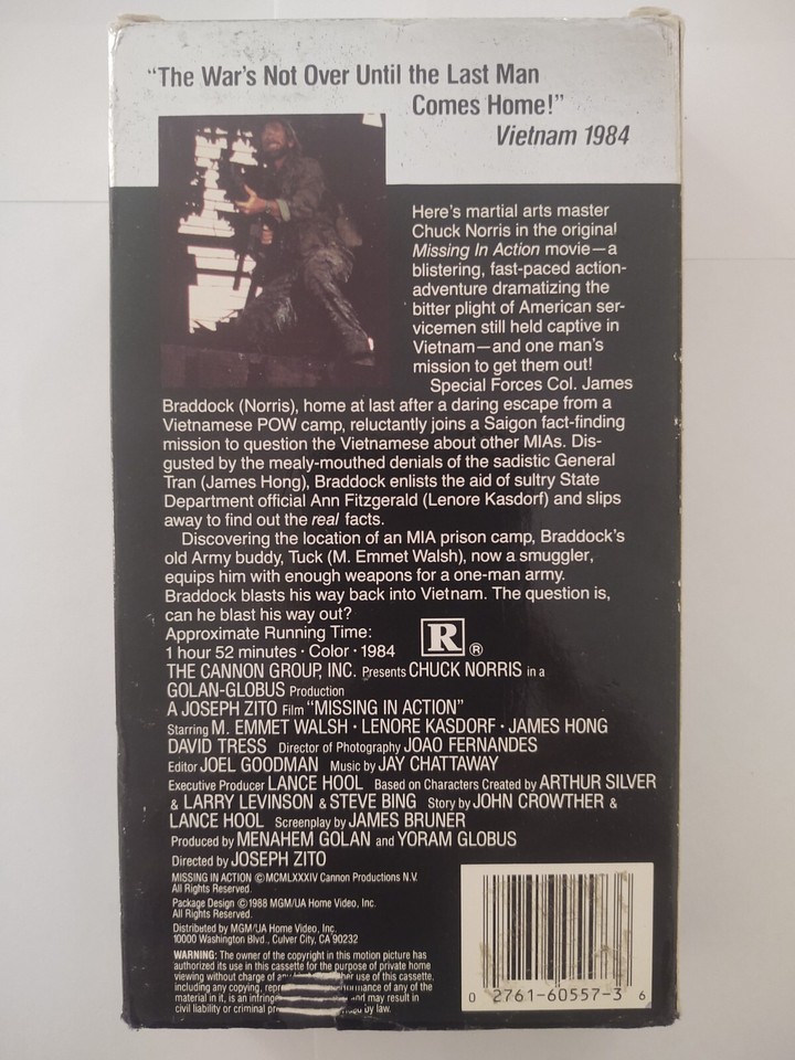Missing in Action (VHS) Chuck Norris, M. EMMET WALSH, Lenore Kasdorf ...