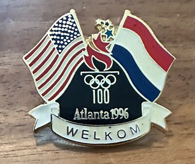 Atlanta 1996 "Welcome" Welkom Netherlands USA Flags Olympic Pin | eBay