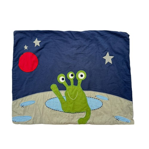 POTTERY BARN KIDS Green Embroidered Space Alien Decorative Pillowcase ...