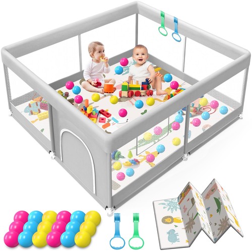 Baby Playpen with Mat, 50x50 Inch Playpen with Mat Waterproof for ...