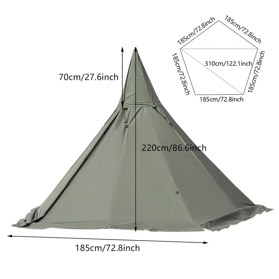 2-Door Green Travel Teepee Tent Camping Equipment Portable 4-Season ...